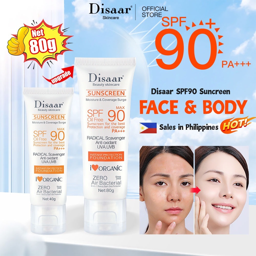 DISAAR Facial Sunscreen Cream SPF 90 PA Moisturizing Lasting Skin Care ...