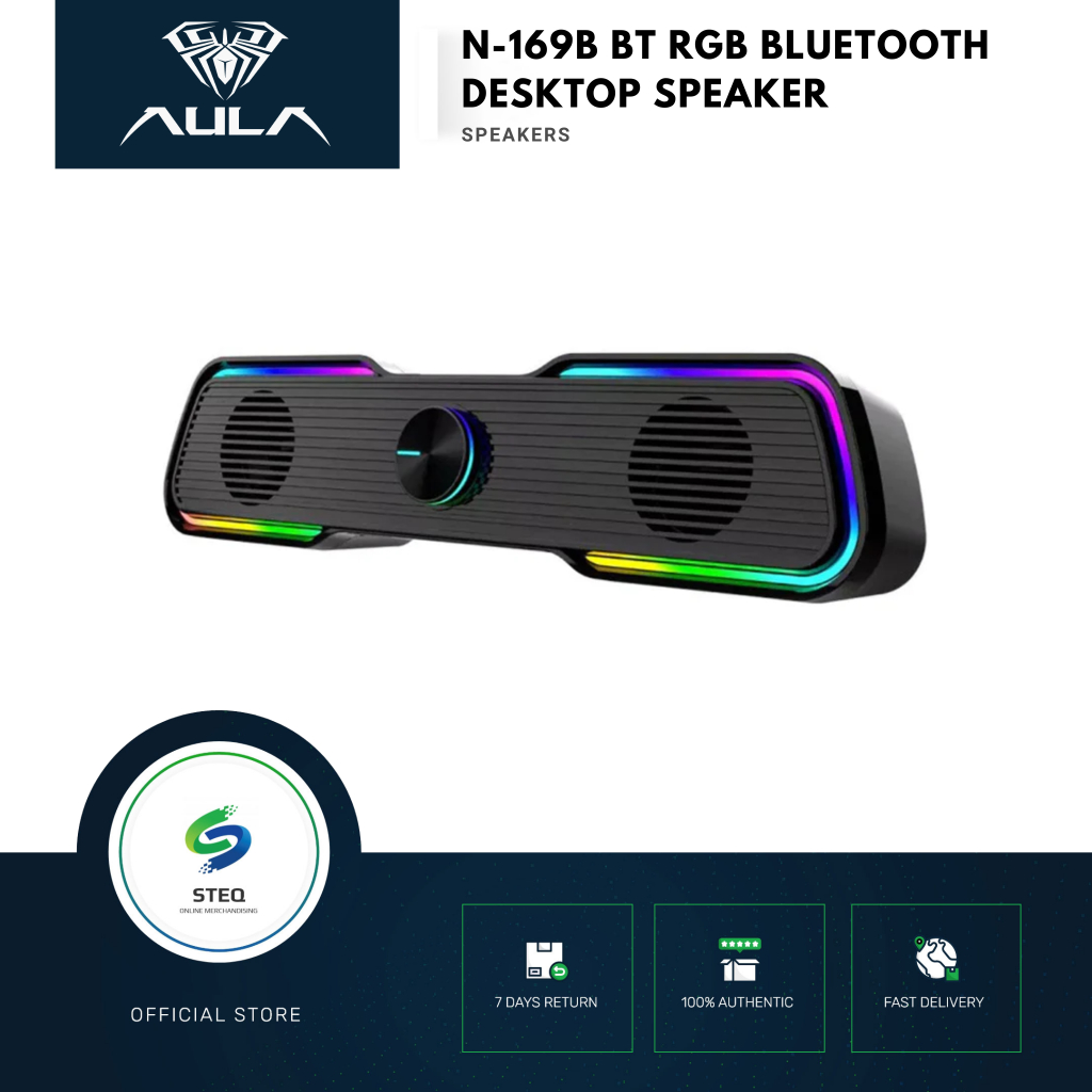 STEQ AULA N-169B BT RGB Bluetooth Desktop Speaker | RGB Bluetooth Gaming Speaker For Desktop ...
