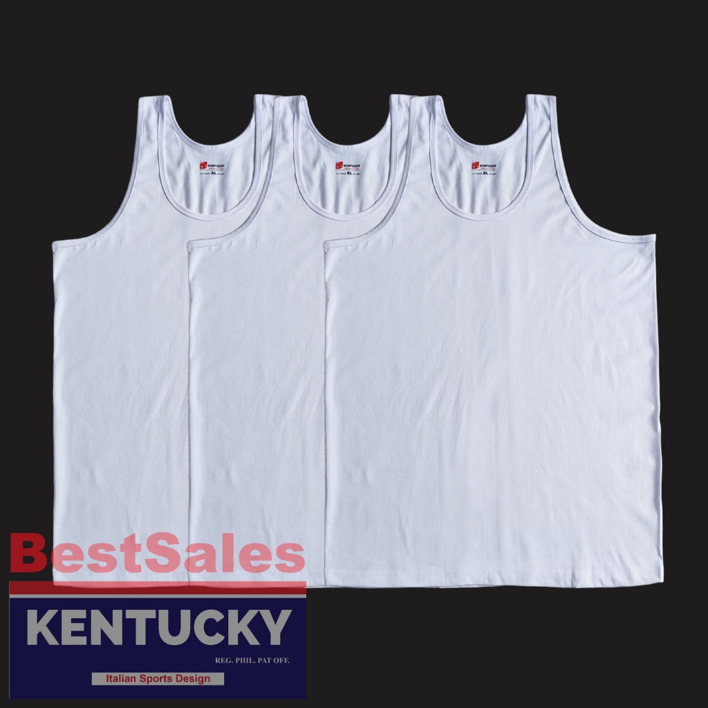 Kentucky Sando Plain White Cotton for Adult Men set of 3 pcs. | Shopee ...