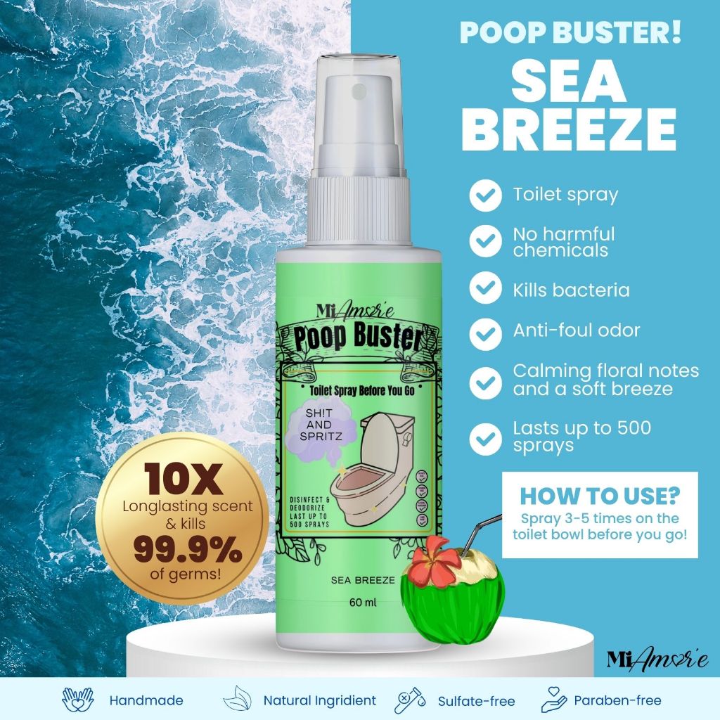 SEA BREEZE Poop Buster! Toilet Spray, Odor Eliminator, POOP spray ...