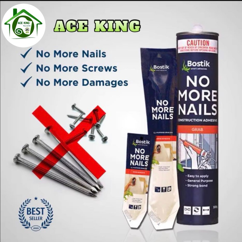 ACE KING No More Nails Grab Adhessive Heavy Duty Glue For Hard and Thick WallDecor Such as Wpc ...
