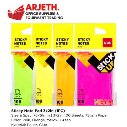 Sticky Note Pad Neon 3x2 | Shopee Philippines