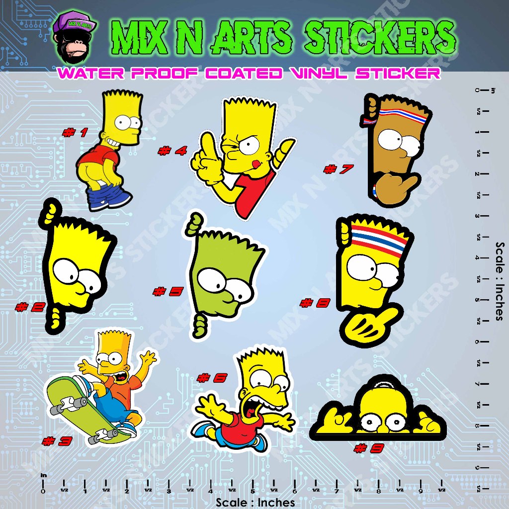 Simpson Bart Waterproof Vinyl Sticker for Motorcycle Tumbler Ect (Sold ...