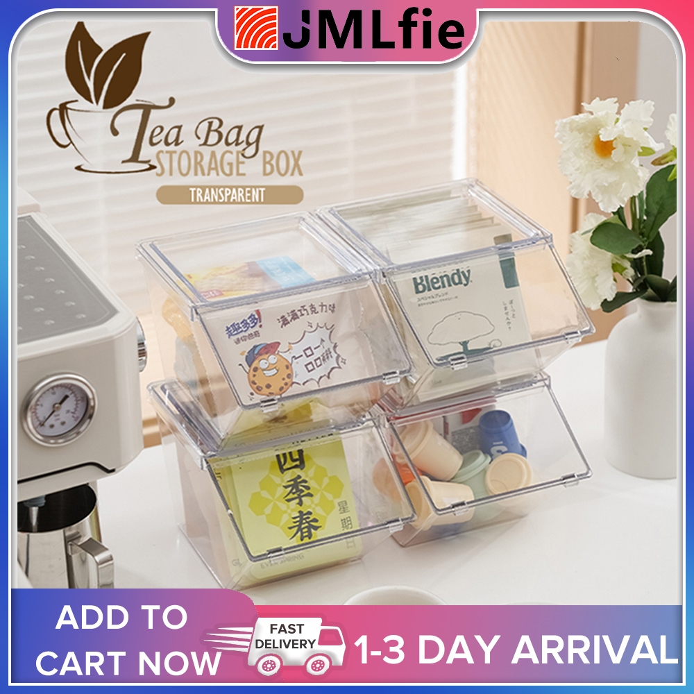 JMlfie Stackable Plastic Tea Bag Organizer with Cover Plastic Tea ...
