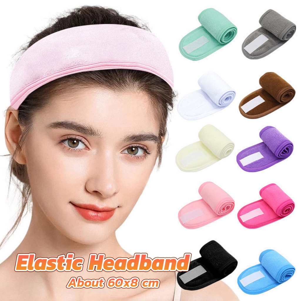 Women's Adjustable Elastic Headband Velcro Facial Wash Headband Thick ...