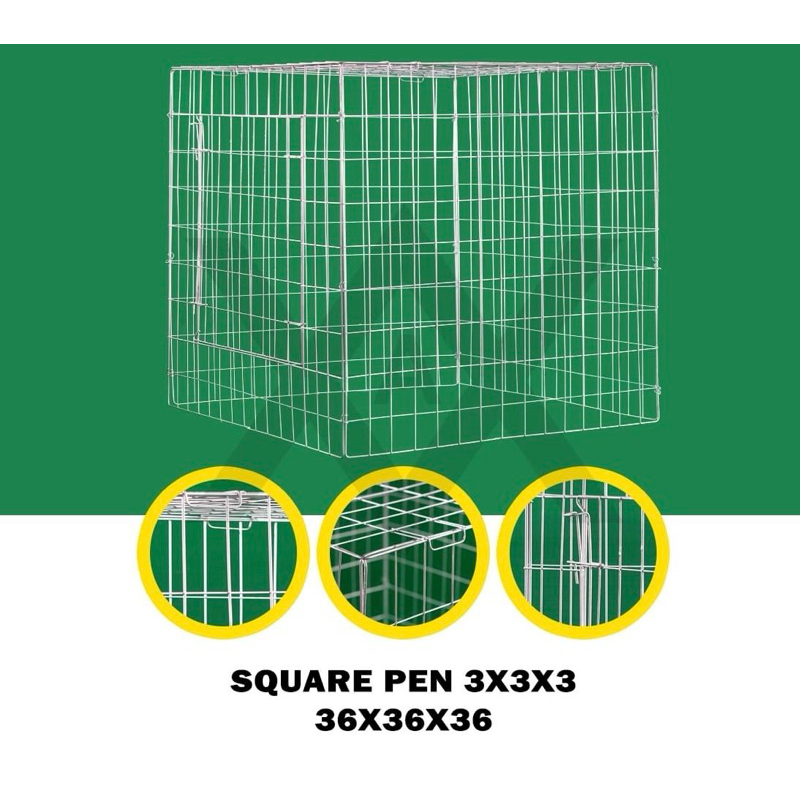 Square Pen Galvanized GameFowl Product Size 3x3x3,2.5x2.5x2.5,2x2x2 ...