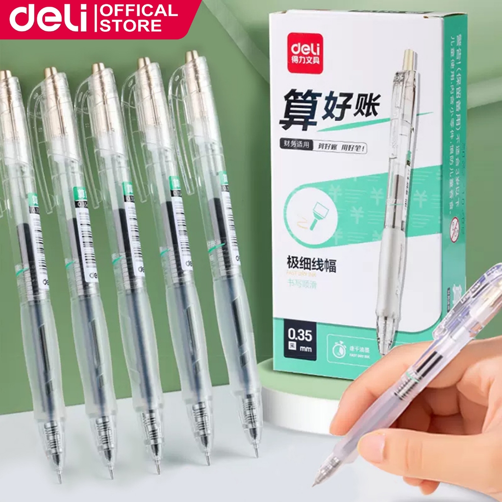 Deli Ball Pen 0.35mm Gel Pen Full Needle Tube Quick-Drying Financial ...