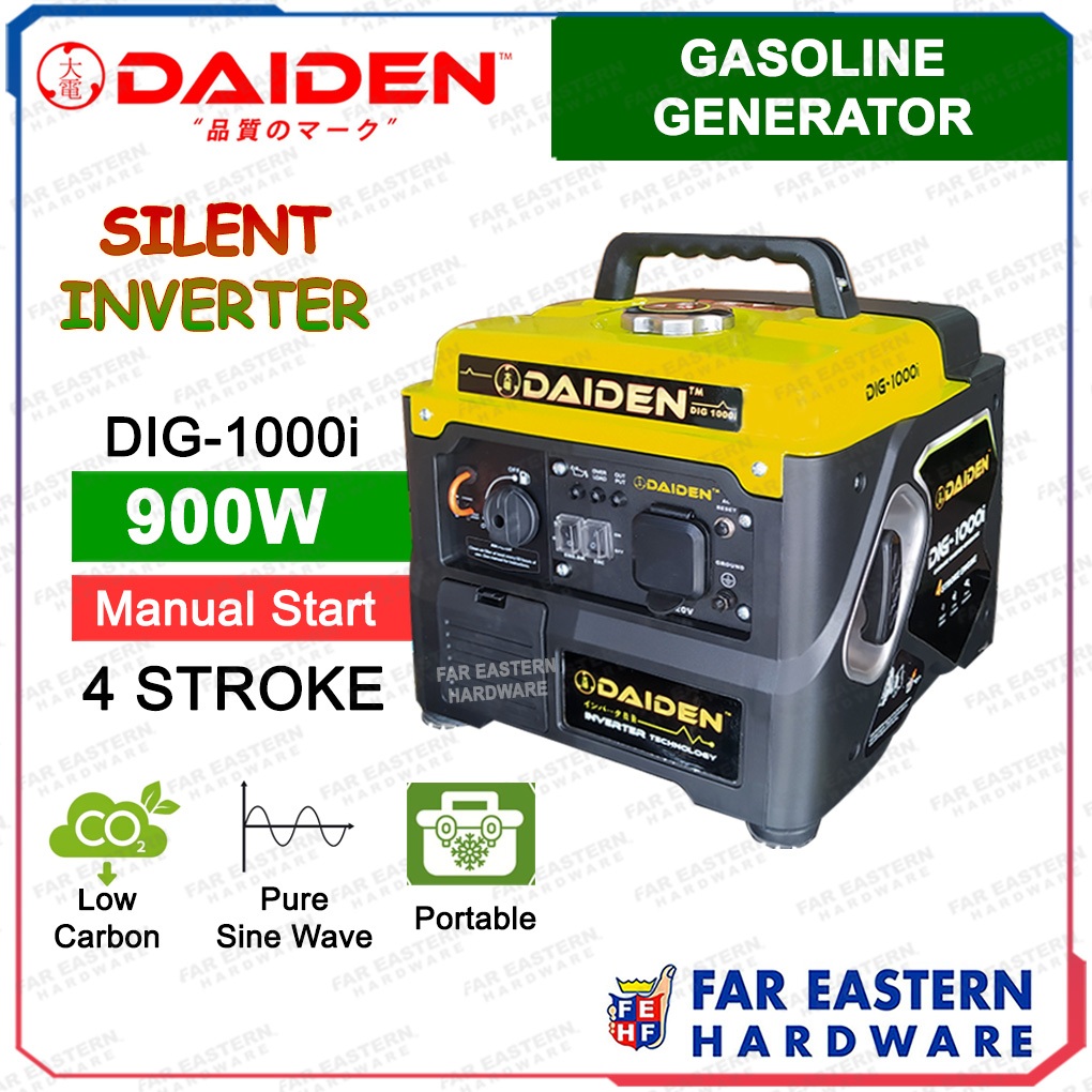 DAIDEN Inverter Gasoline Generator Portable Silent Genset 900W 4 STROKE ...