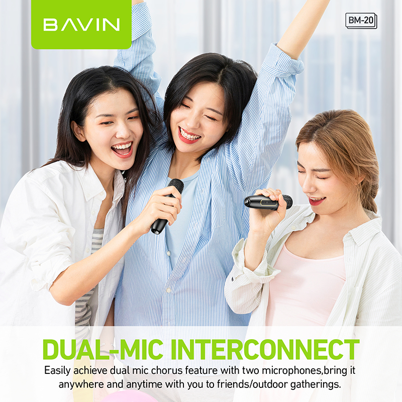 BAVIN BM20 Professional Karaoke Bluetooth Portable Speaker Dual Microphone with Phone Stand ...