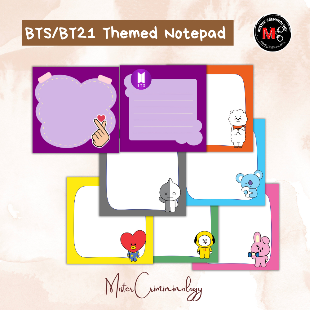 BTS /BT21 Themed Square Notepad / memo pad | Shopee Philippines