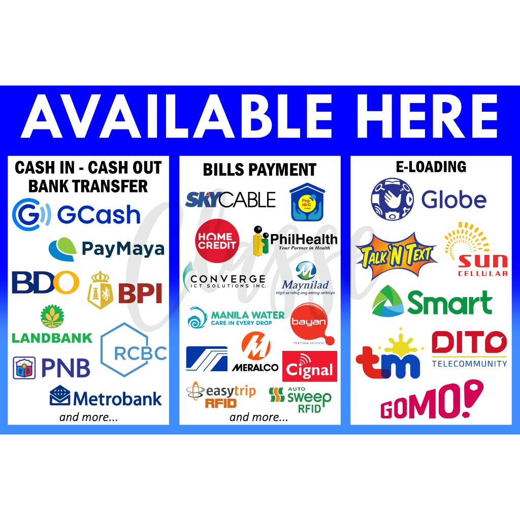 BILLS PAYMENT/LOAD LAMINATED SIGNAGES A4 SIZE 180GSM PAPER HIGH QUALITY | Shopee Philippines