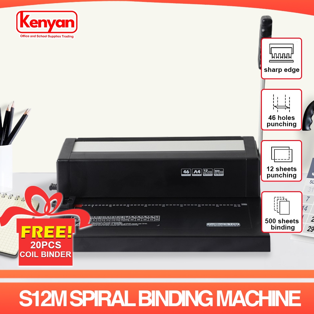 Spiral Binding Machine S12M size A4, 46 Holes Heavy Duty Officom ...