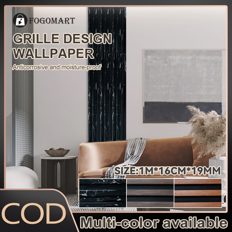 Wallpaper Solid Wood Panel Board Fluted Wall Paper Sticker TV ...