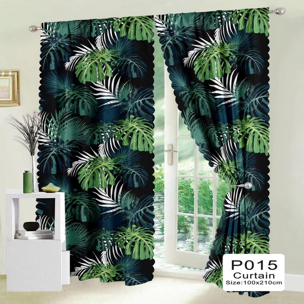 Curtain Kurtina Sa Bintana 100x210cm Windows Curtain Kurtina Door Green ...