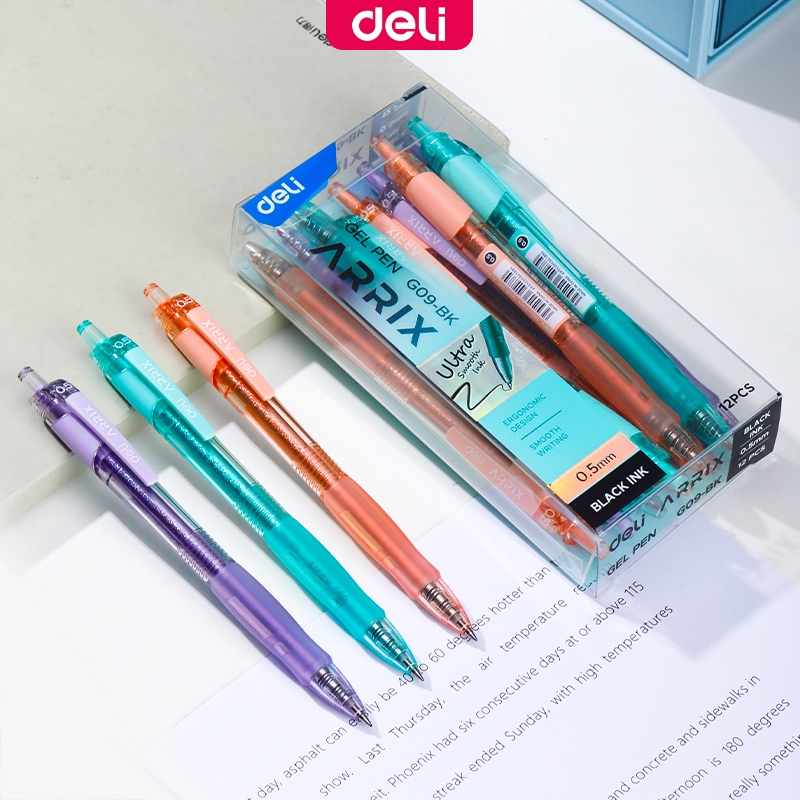 Deli EG09 Press Writing Sign Gel Pen 0.5mm Black Ballpen | Shopee ...