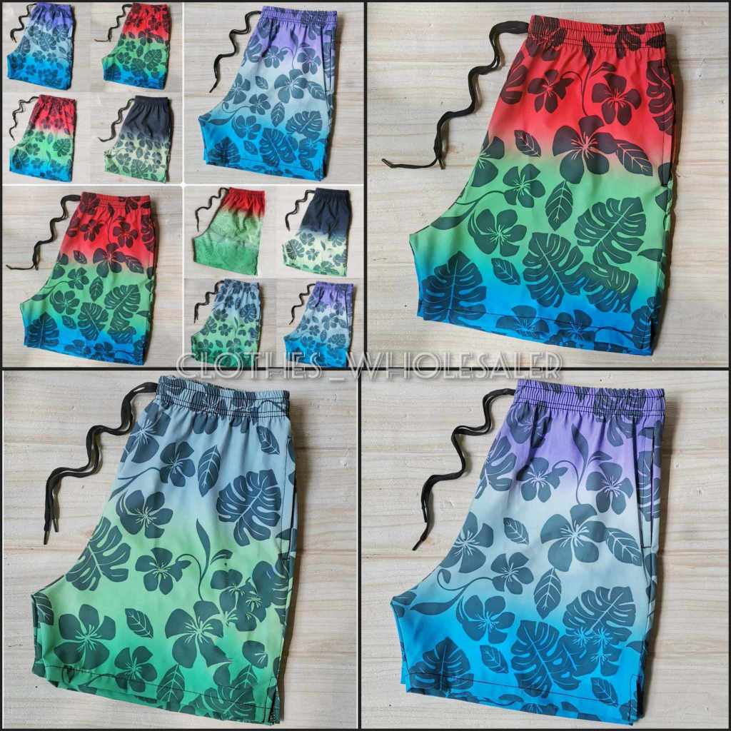 Summer Taslan Floral Short Tri-color ( Random Design ) With 2 Side ...