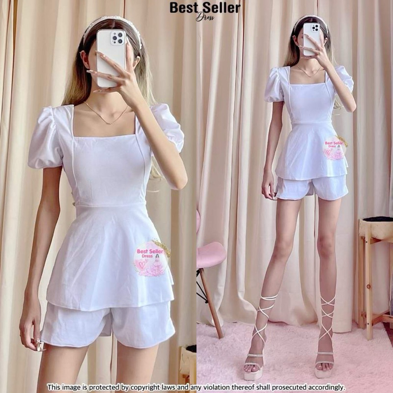 BSD BEST SELLER Abby (S-XXL)Puff Sleeves Top And Short Plain Fabric ...