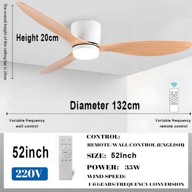 Nordic Modern Ceiling Fan with Light Industrial with Remote Control Big ...