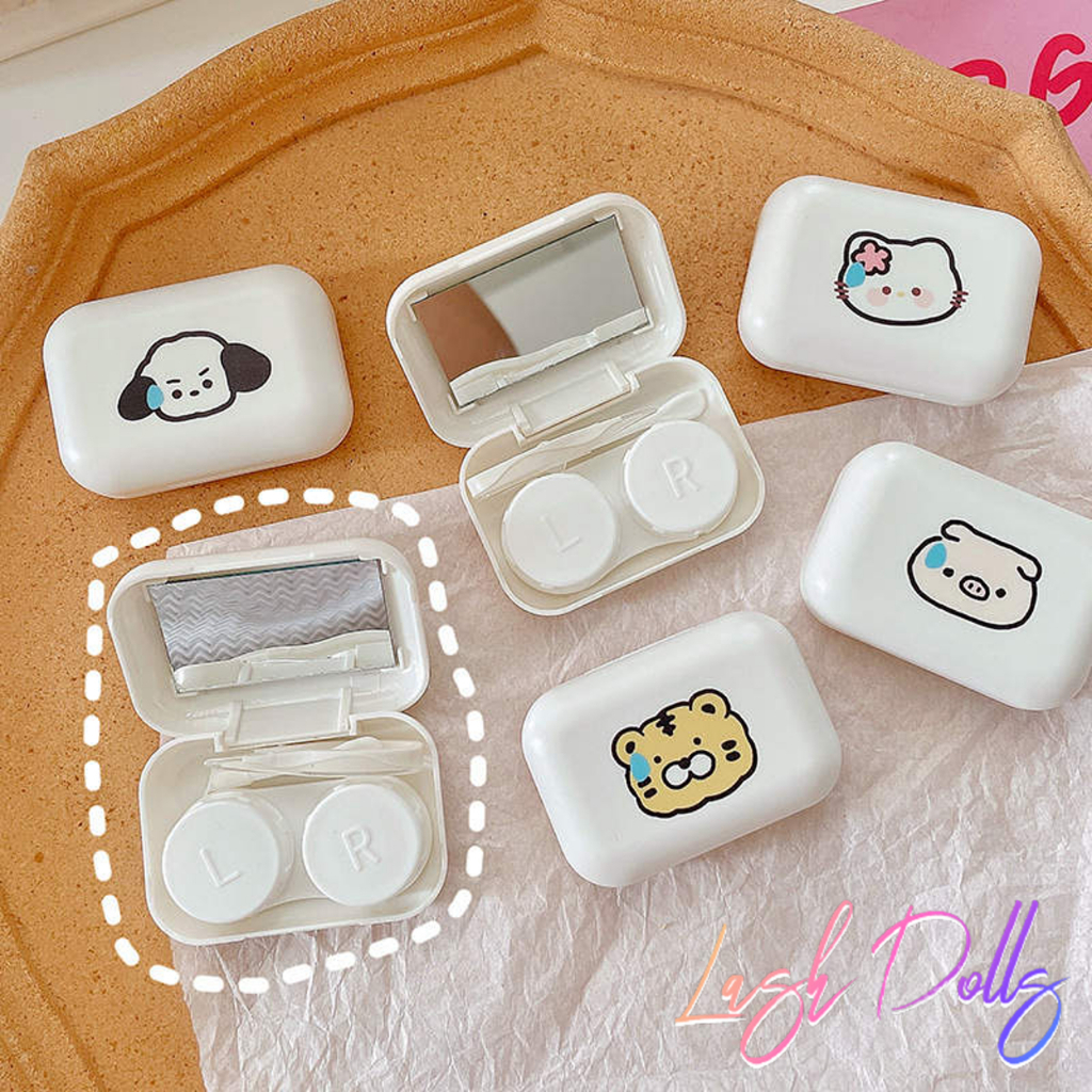 Mini Pastel White Minimalist Cute Kawaii Contact Lens Travel Kit set ...