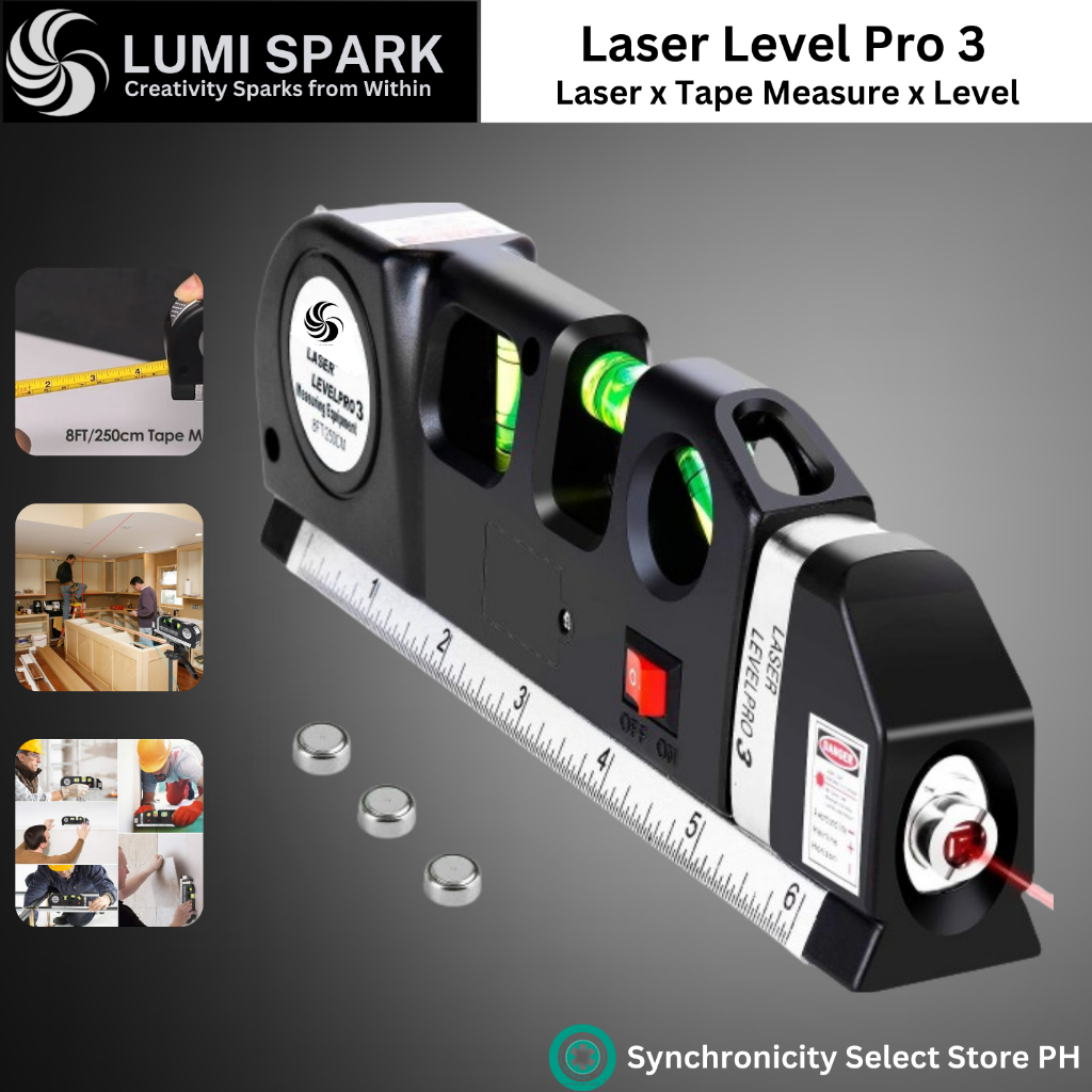 Laser Level Pro 3 - Tape Measure + Ruler + Cross Laser | 3IN1 Straight ...