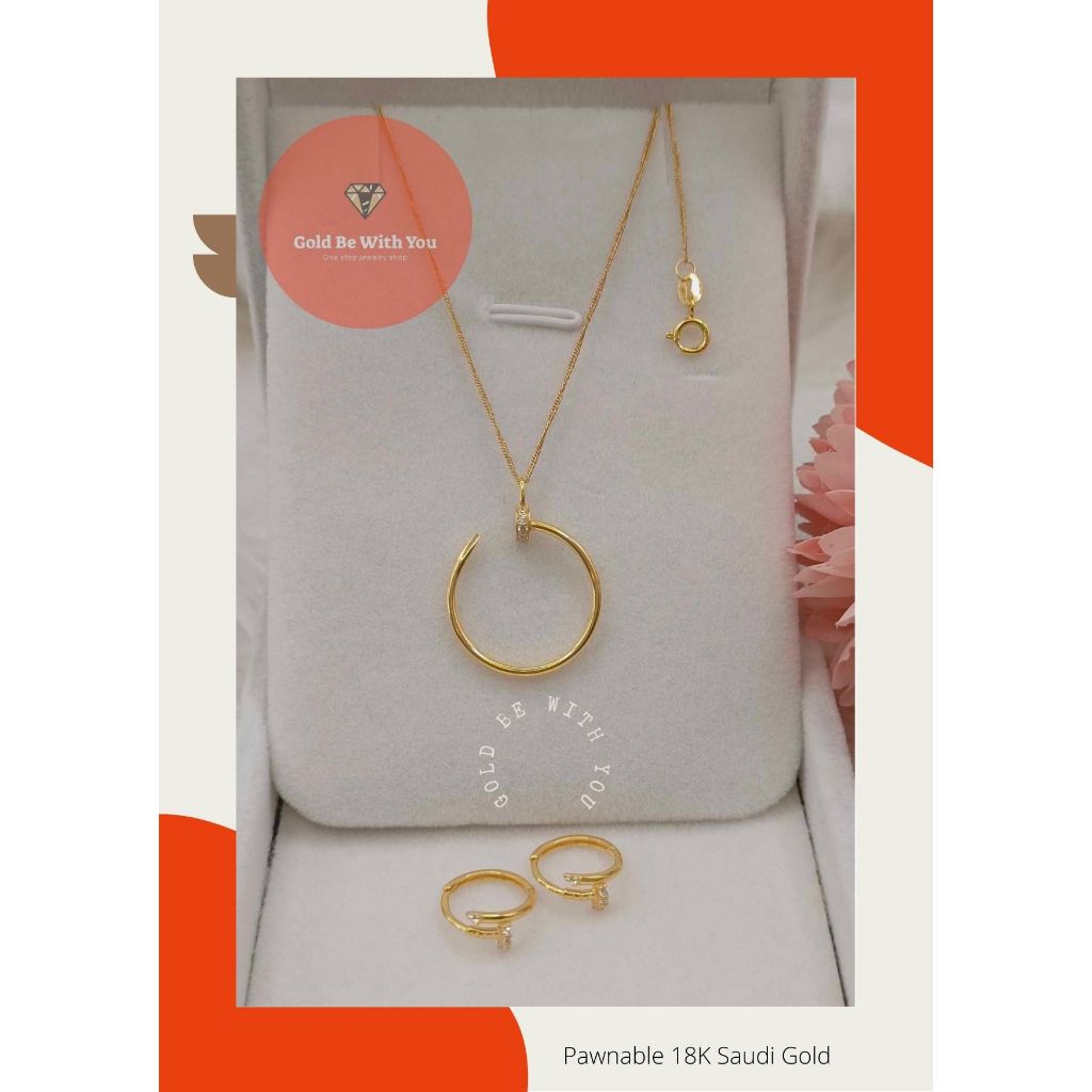 Pawnable 18k Saudi Gold Nail Stone Set in Fine Fox Chain | Shopee ...