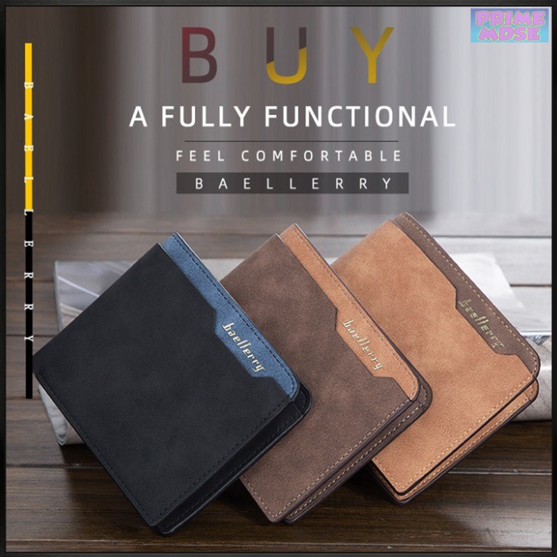 BAELLERRY Retro Leather Wallet (Black, Brown, Coffee) DR034 | Shopee ...