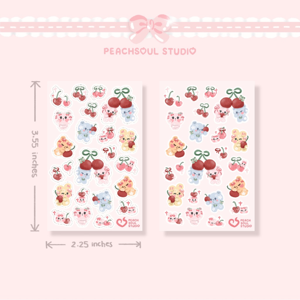 PB&Friends Cherry Mini Deco Sticker Sheet by PEACHSOUL STUDIO | polco ...