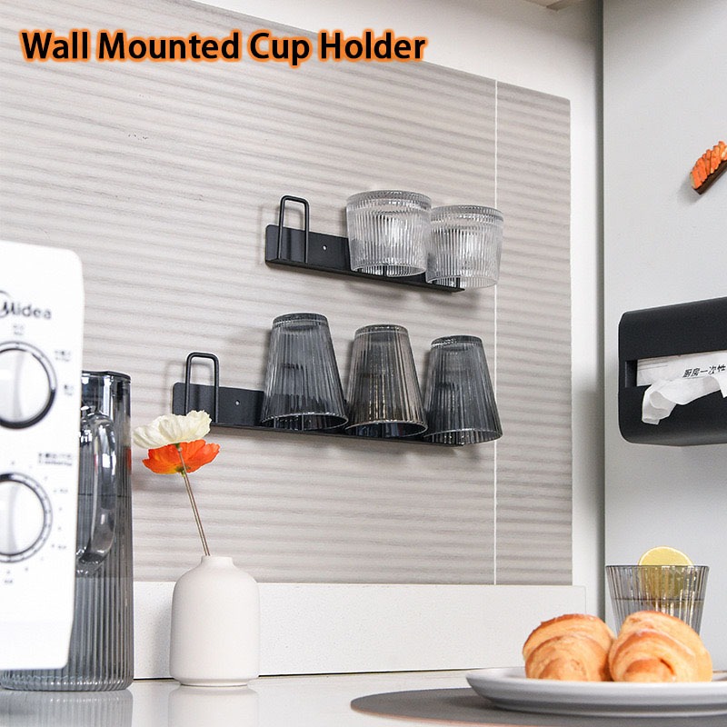 Wall Mounted Cup Holder Kitchen Storage Steel Cup Rack Coffee Mug ...