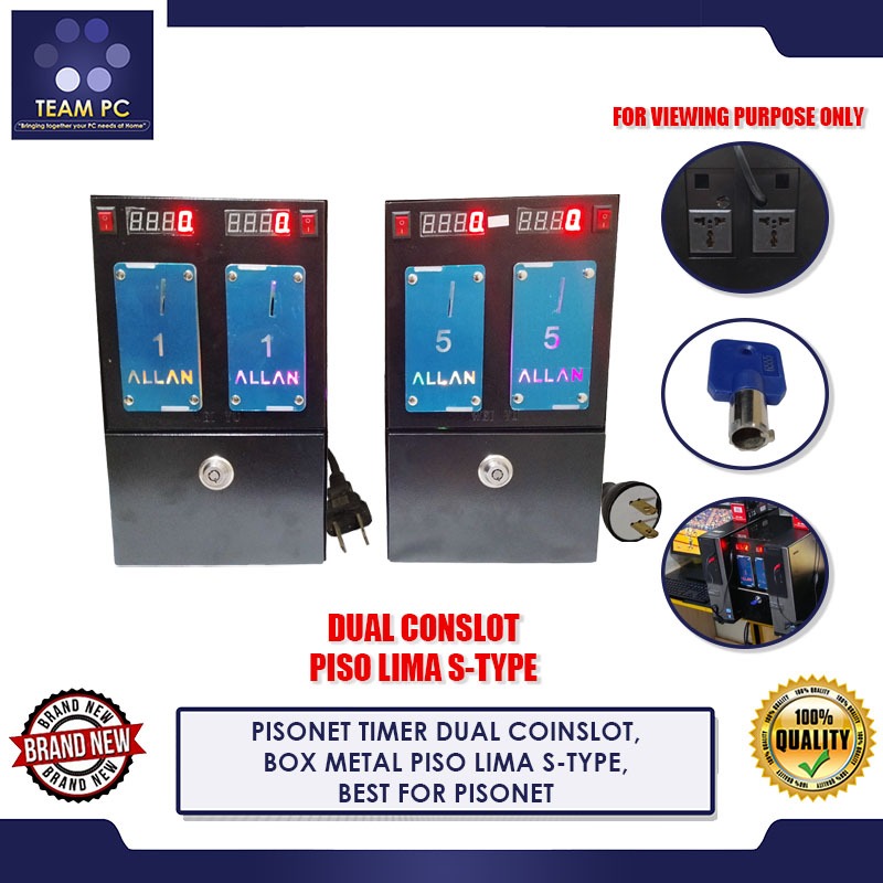 TEAM PC PISONET TIMER DUAL COINSLOT, BOX METAL PISO LIMA S-TYPE, BEST ...