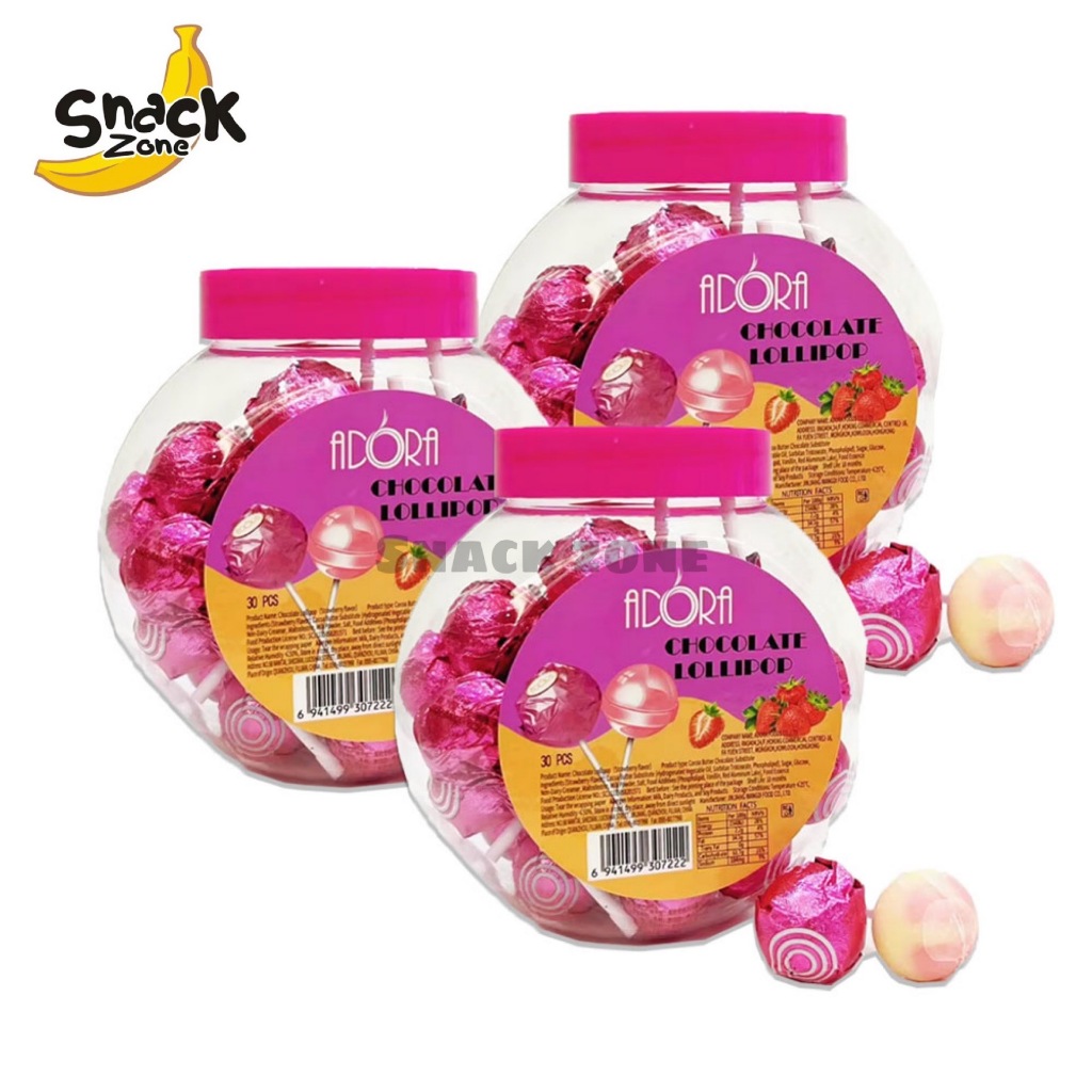 ( SET OF 3 ) Snack zone Chocolate Strawberry Lollipop 30pcs | Shopee ...