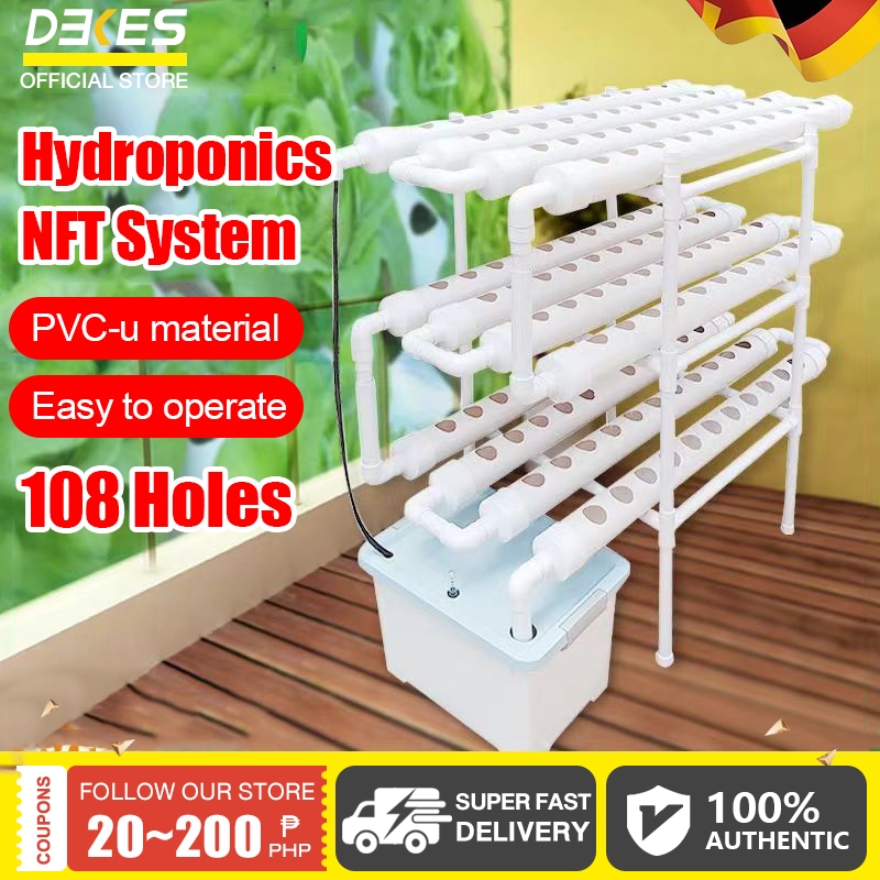 Hydroponics NFT System with 108 Holes Kits Vertical Hydroponic Growing ...
