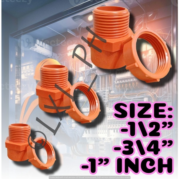 3720 1PCS Orange Electrical Conduit Pipe Male Adapter with Locknut (1/2 ...