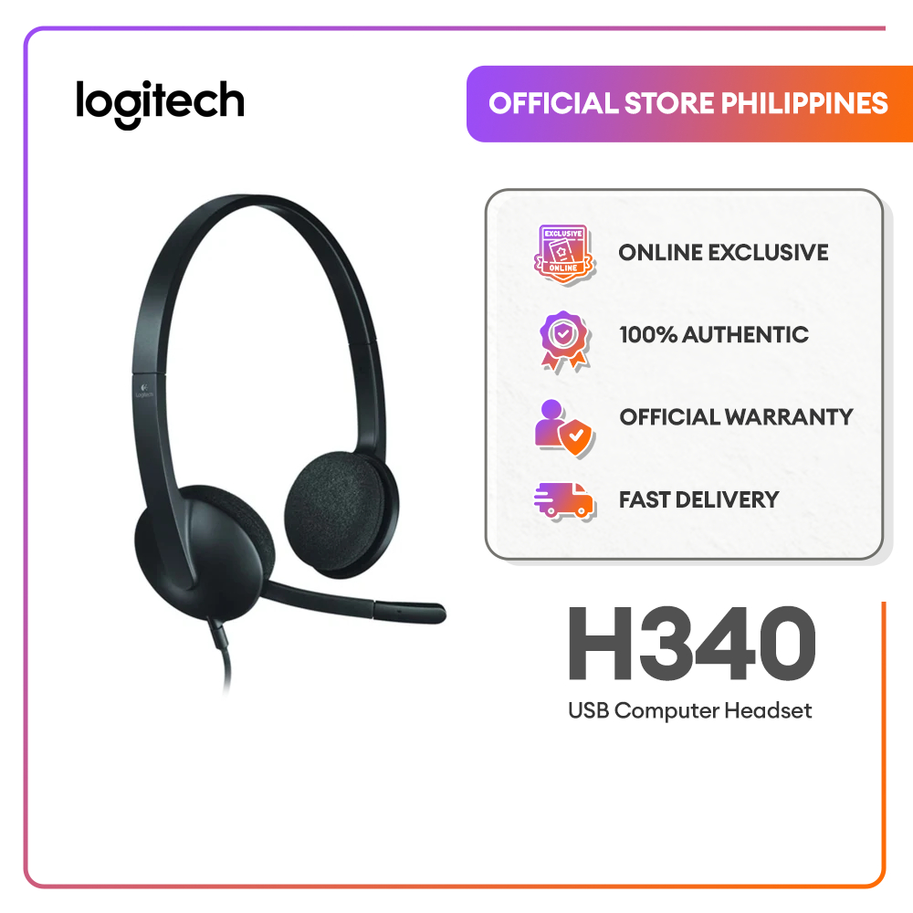 Logitech H340 Wired Headset, Stereo Headphones with Noise-Cancelling ...