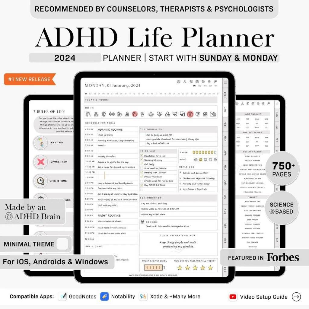 2025 ADHD Digital Planner (made by an ADHDer) for iPad, Goodnotes ...