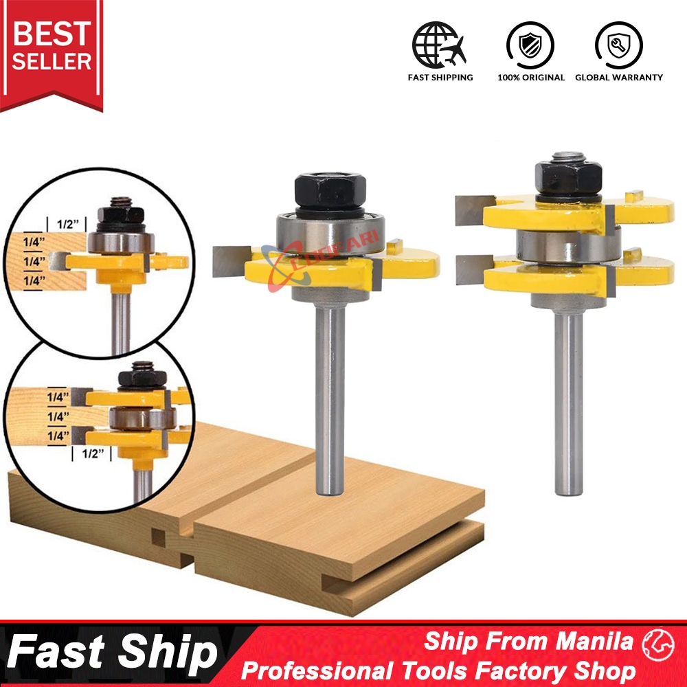 2Pcs Tongue & Groove Router Bit 3/4 for Woodworking Tool 1/4 Inch（6 ...