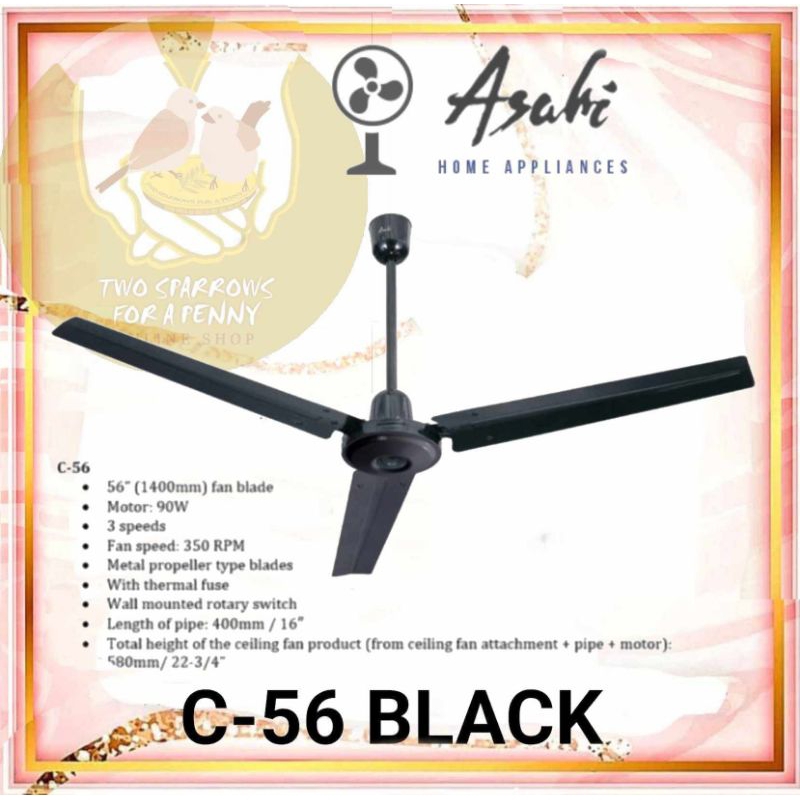Asahi Ceiling Fan Black Color C-56 | Shopee Philippines