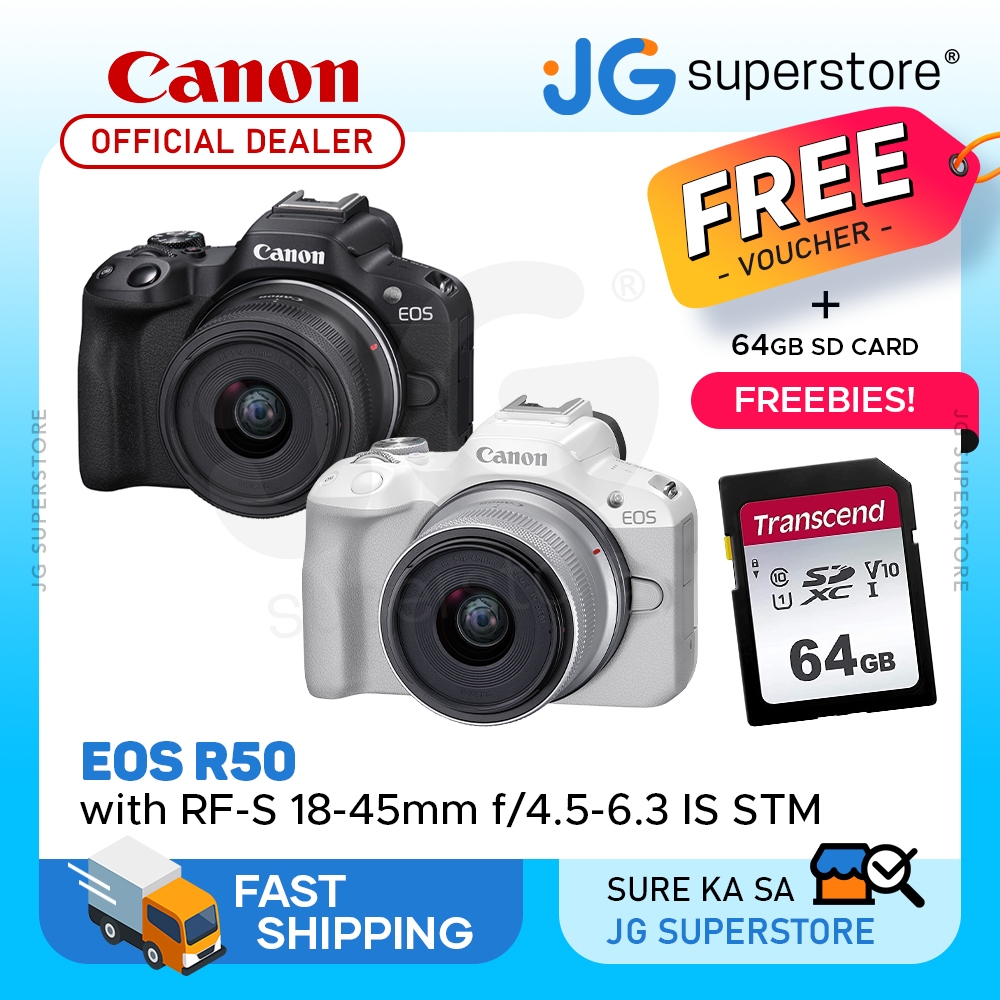 Canon EOS R50 Mirrorless Digital Camera with RF-S Mount 18-45mm Lens ...