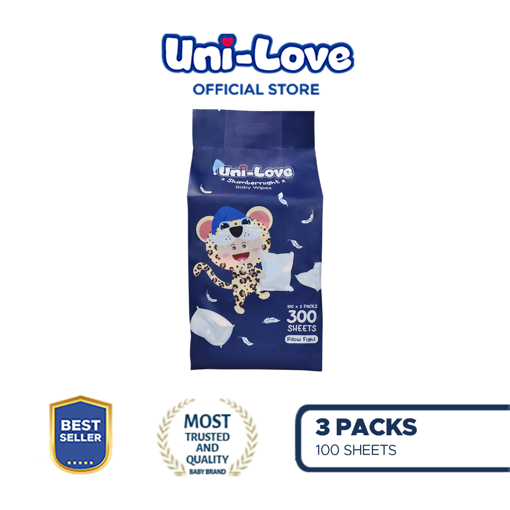 UniLove Slumbernight Baby Wipes - Pillow Fight 300's (Special Package ...