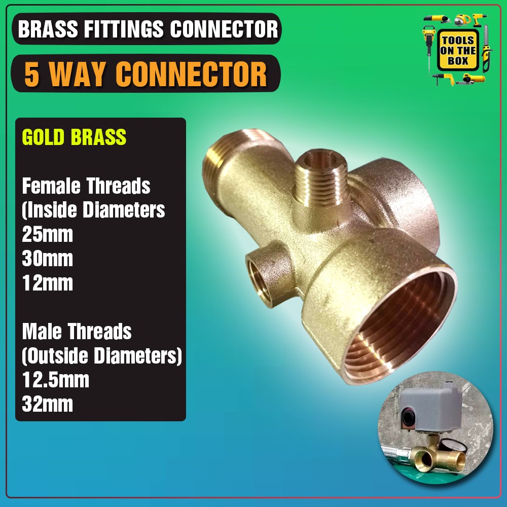 5 Way Connector Fitting For Water Pump To Bladder Tank / Brass | Shopee ...