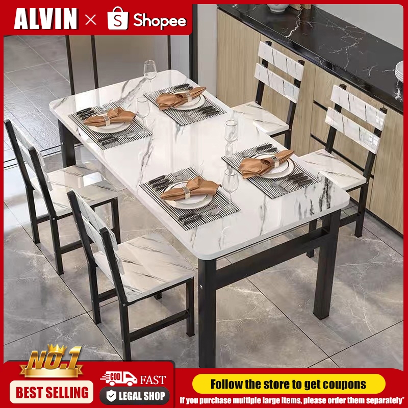 ALVIN Dining Table And Chairs Combination 1 Table 4 Chairs Restaurant ...
