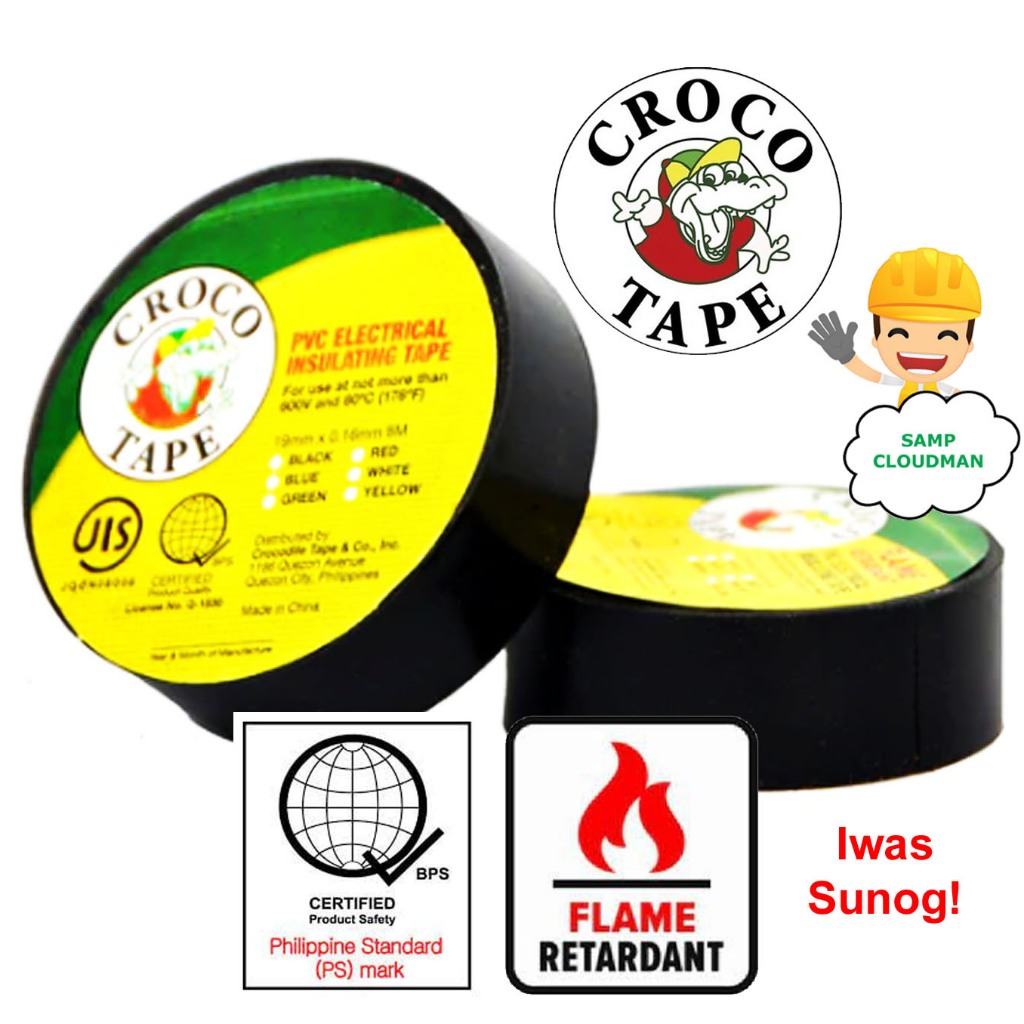 Croco PVC Electrical Tape Flame Fire Retardant 3/4 x 16m Per Roll High ...