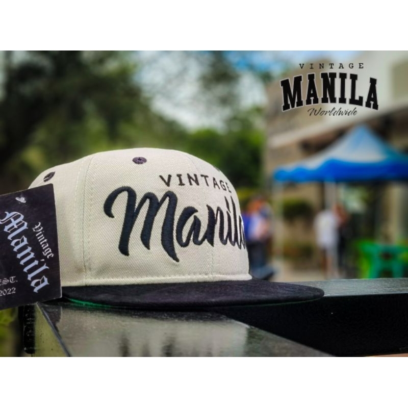 vintage manila snapback cap old English creamdome | Shopee Philippines