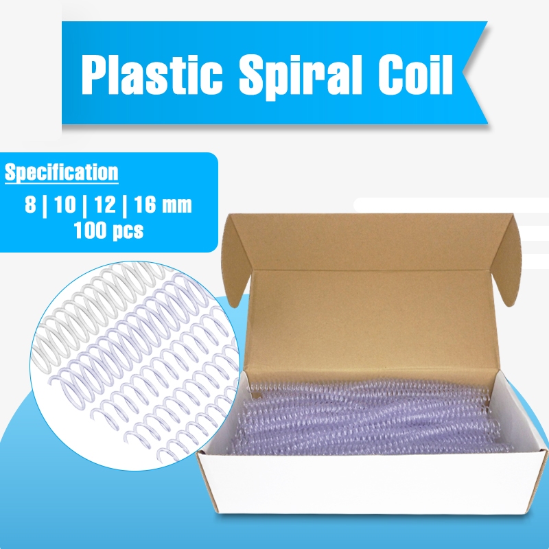 A4 Size Plastic Spiral Coil White - Transparent - Black 100pcs / pack 4 ...