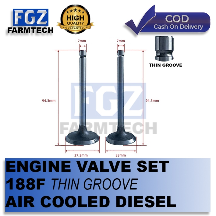 [SET] ENGINE INTAKE EXHAUST VALVE 188F THIN GROOVE AIR COOLED BALBULA ...