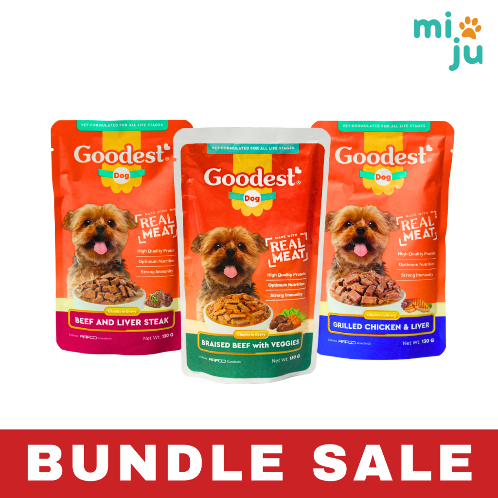 [2+1 BUNDLE] Goodest Wet Dog Food 130g(Beef&Liver Steak/BraisedBeef w ...