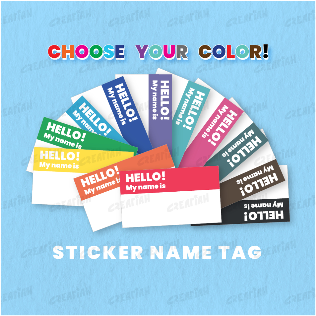 CREATIAH | Single Color HELLO Name Tag Stickers Pack Party School Home ...