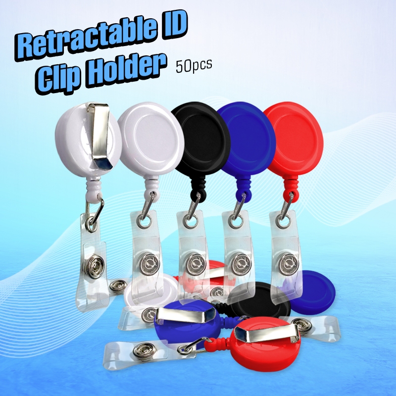 50pcs Retractable Metal Clip with Belt Clip 360 degree Rotation Lanyard ...