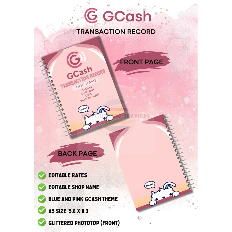 Pink & Blue Gcash/Paymaya transaction record (refillable) | Shopee ...