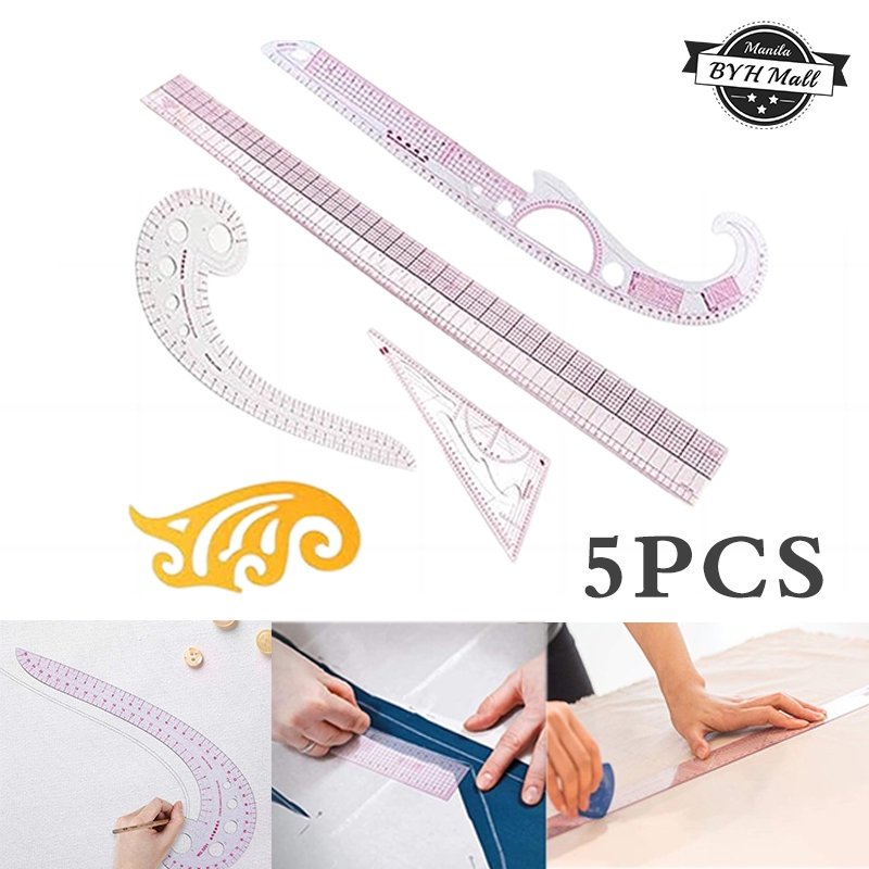 5Pcs/Set Transparent French Curve Sewing Ruler Set Garment Ruler ...