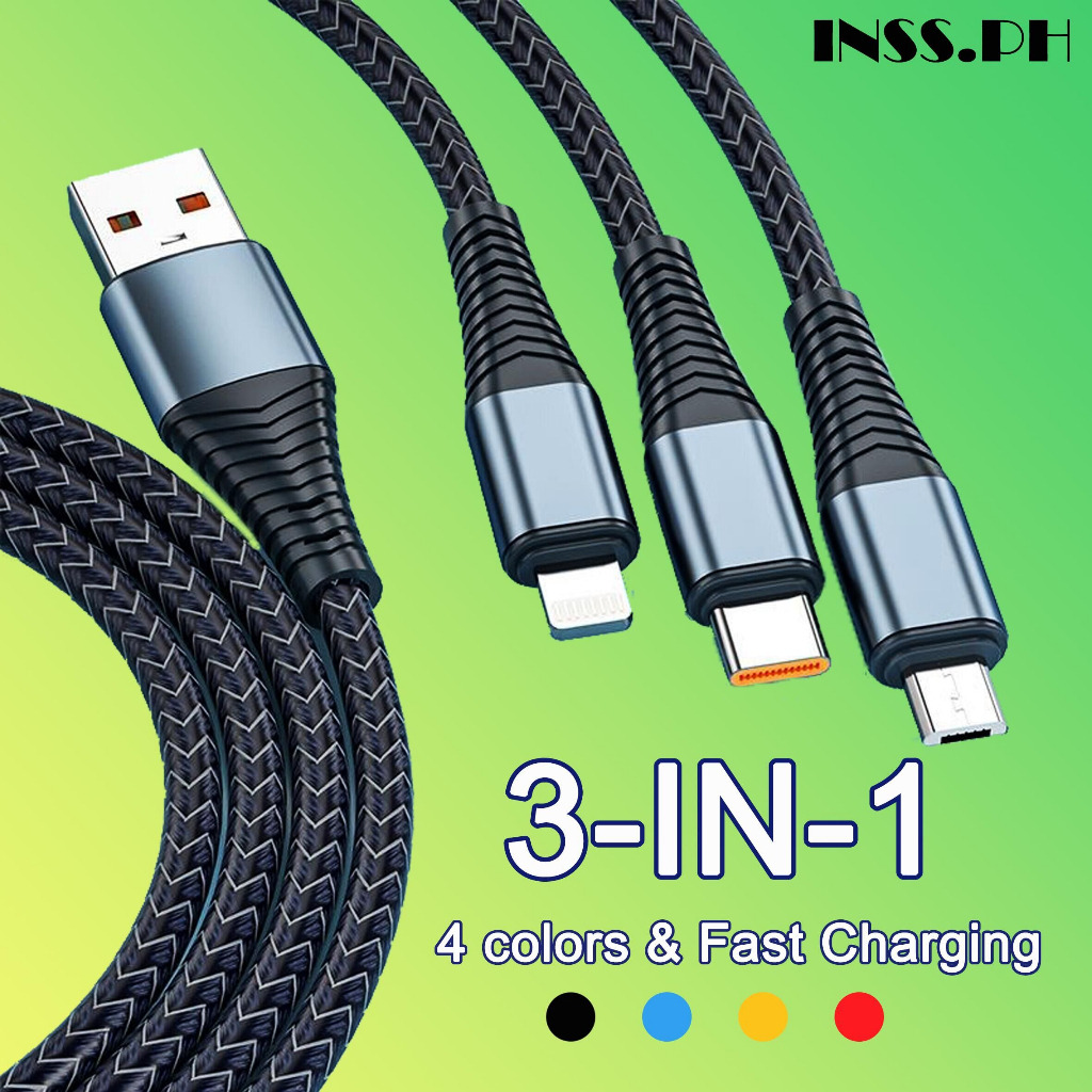 100W Super Fast Charger Cable 6A 3 in 1 Charger Cable Micro Usb / Type ...